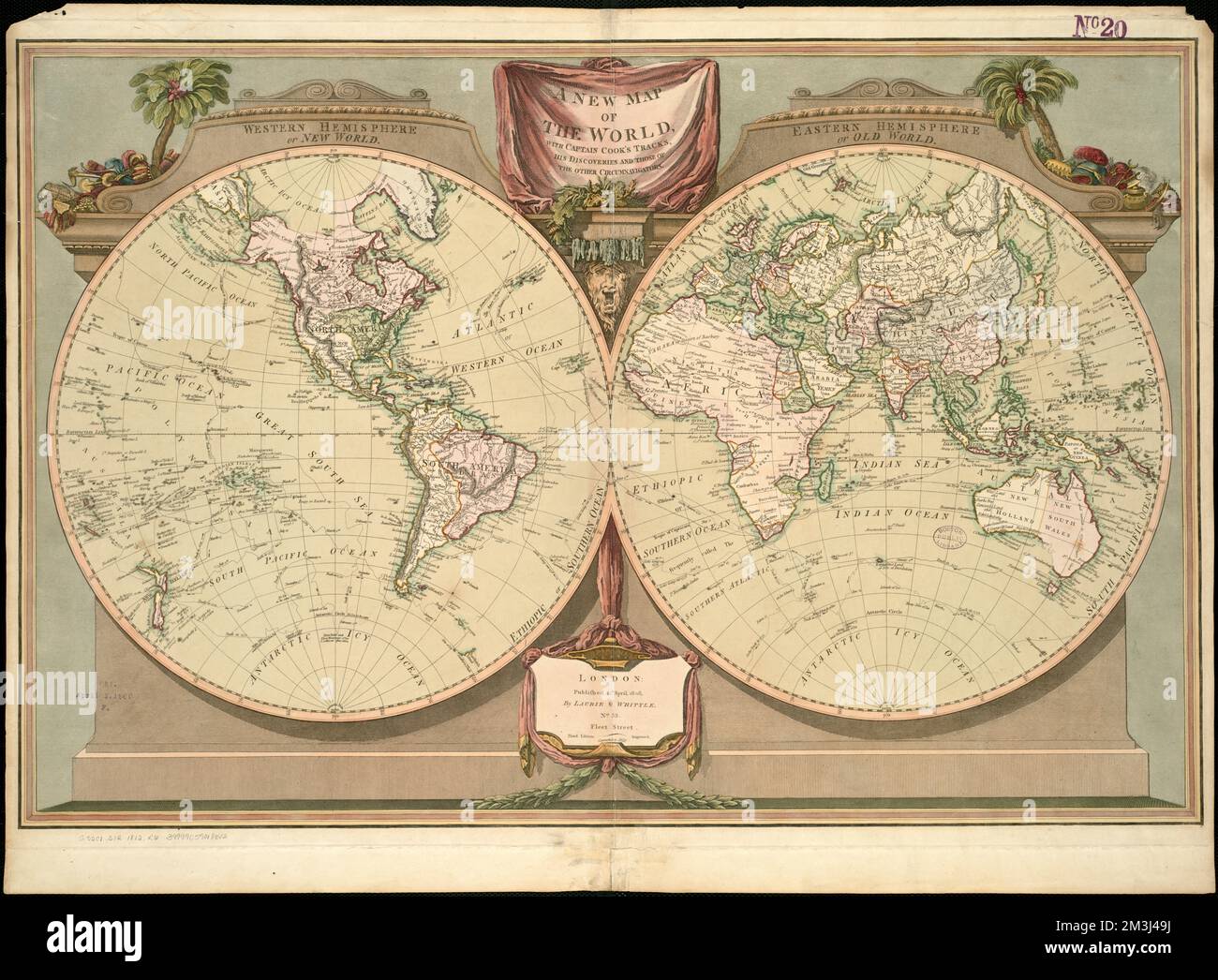 A new map of the world, with Captain Cook's tracks, his discoveries and ...