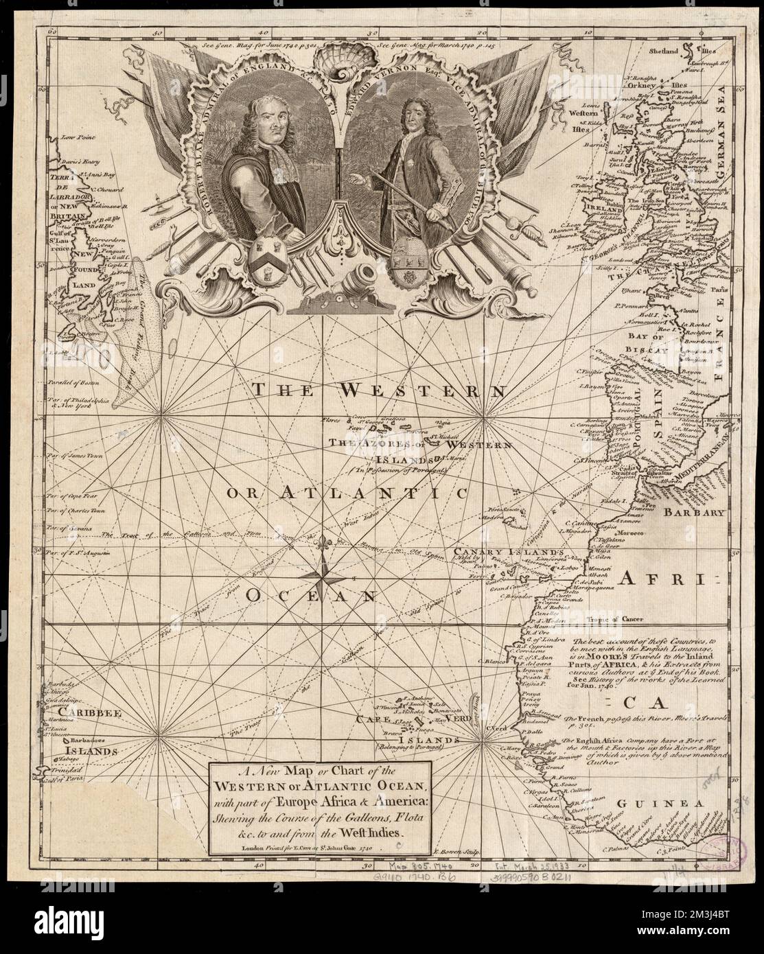 A new map or chart of the Western or Atlantic Ocean, with part of ...