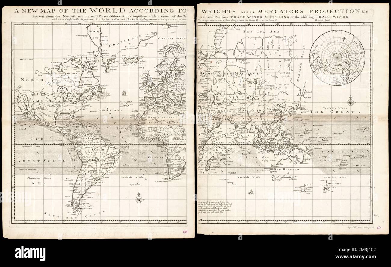 A new map of the world according to Wrights alias Mercators projection ...