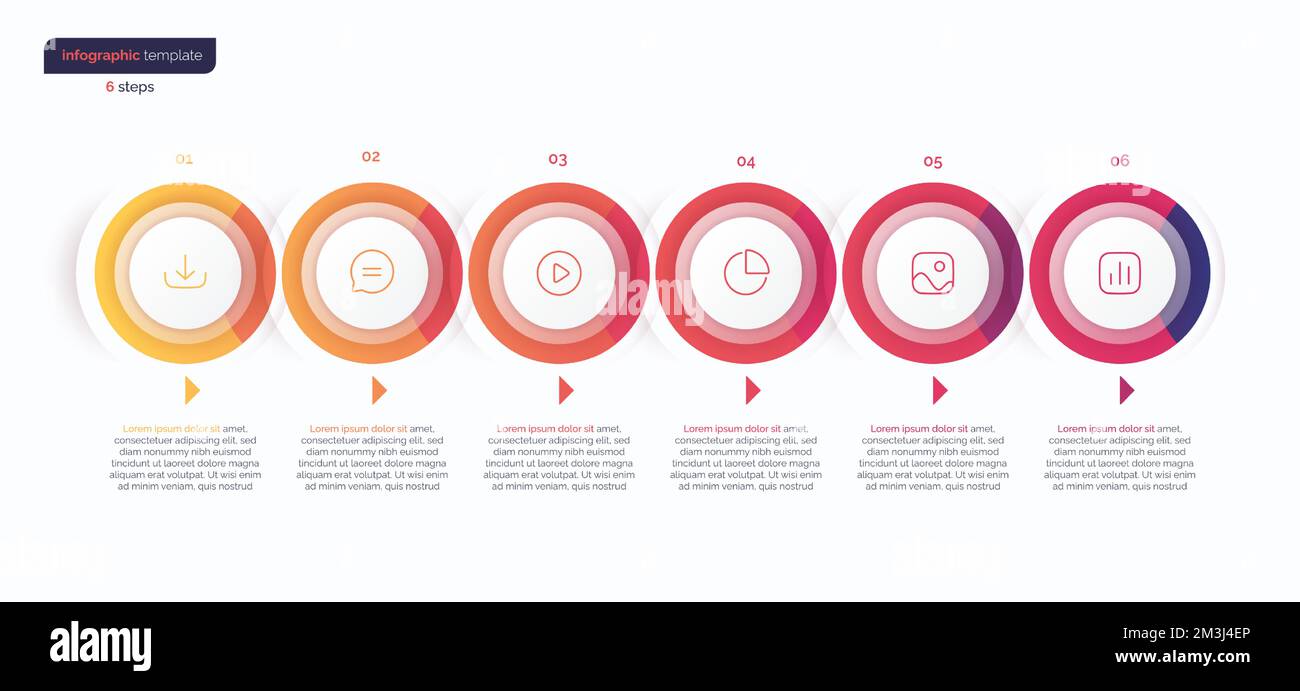 Vector minimalistic infographic template composed of 6 circles Stock ...