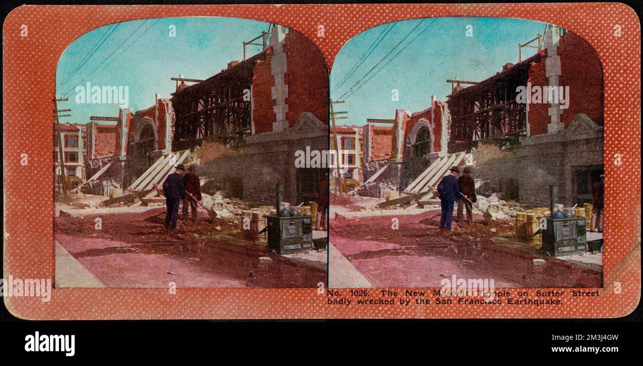 The New Masonic Temple on Sutter Street badly wrecked by the San ...