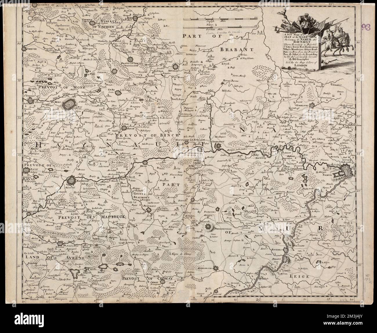 A new mapp of ye seat of the warr in the counties of Namur and Hainault ...