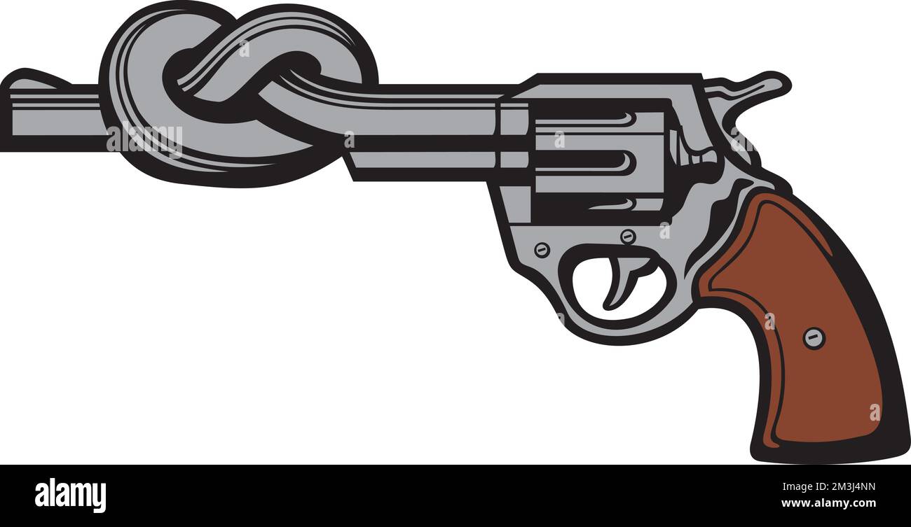Revolver Barrel Tied in Knot (Gun). Vector Illustration Stock Vector ...