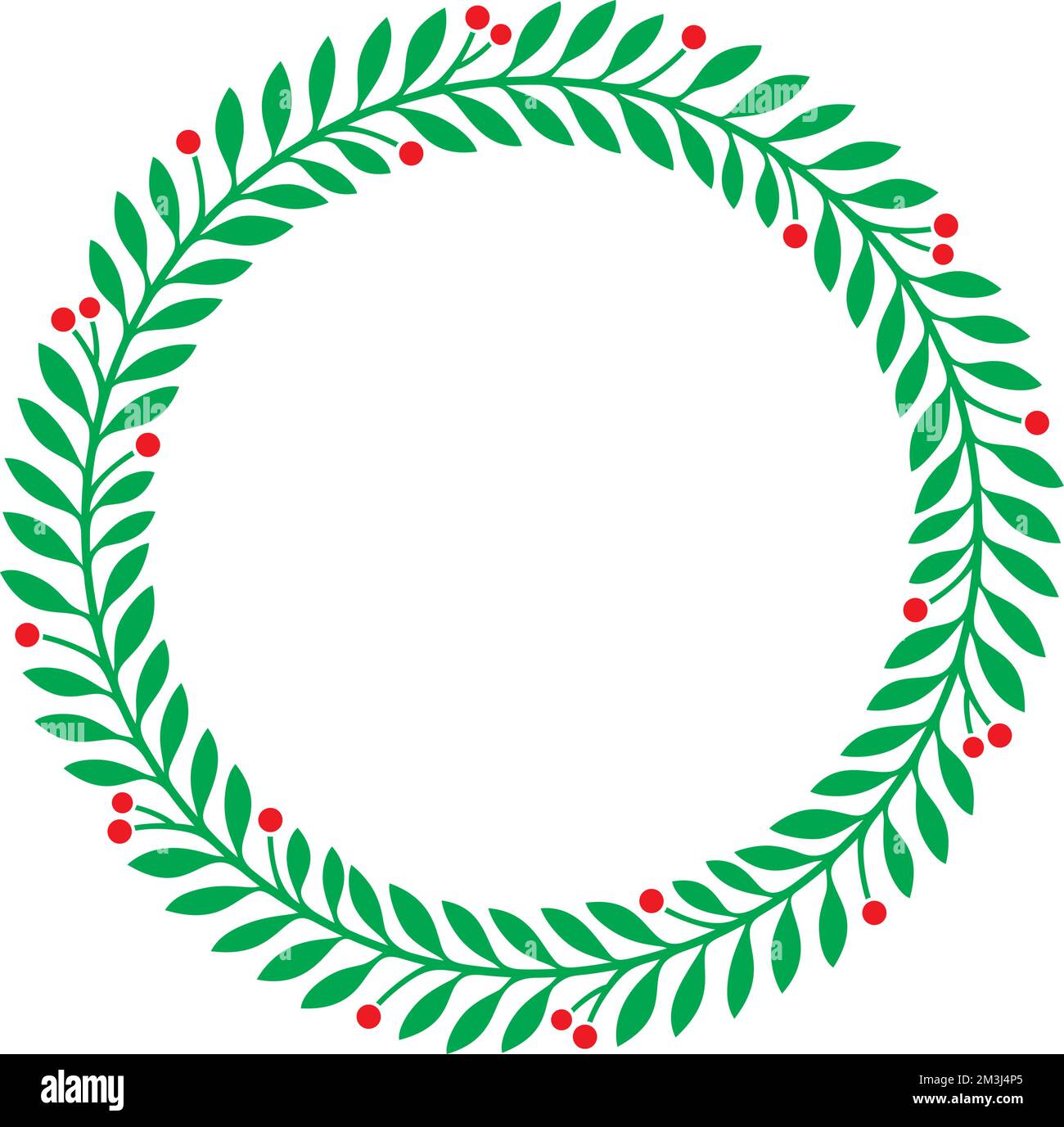 Christmas Holly Wreath Color. Vector Illustration. New Year Icon Stock ...