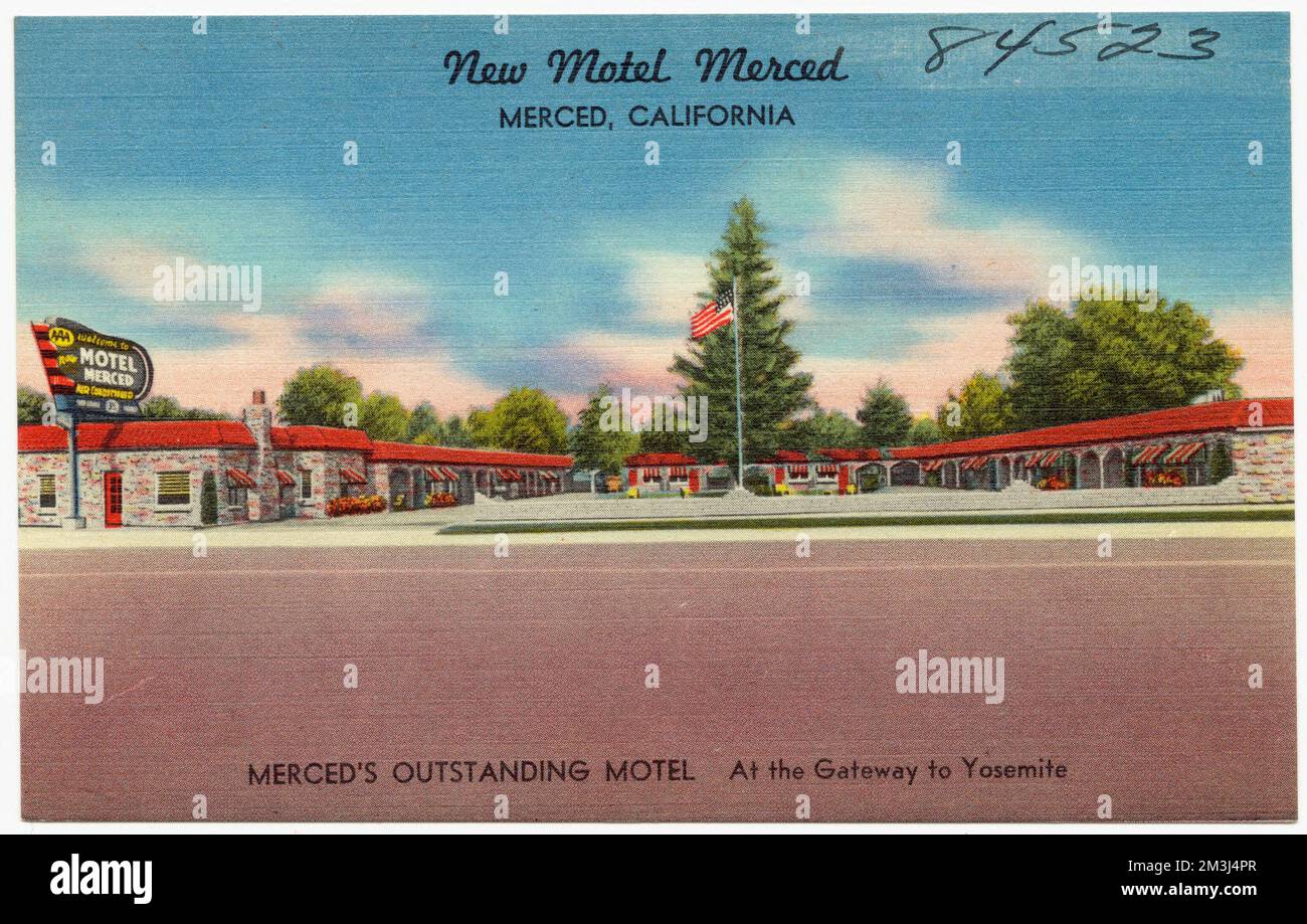 New Motel Merced, Merced, California , Motels, Tichnor Brothers ...