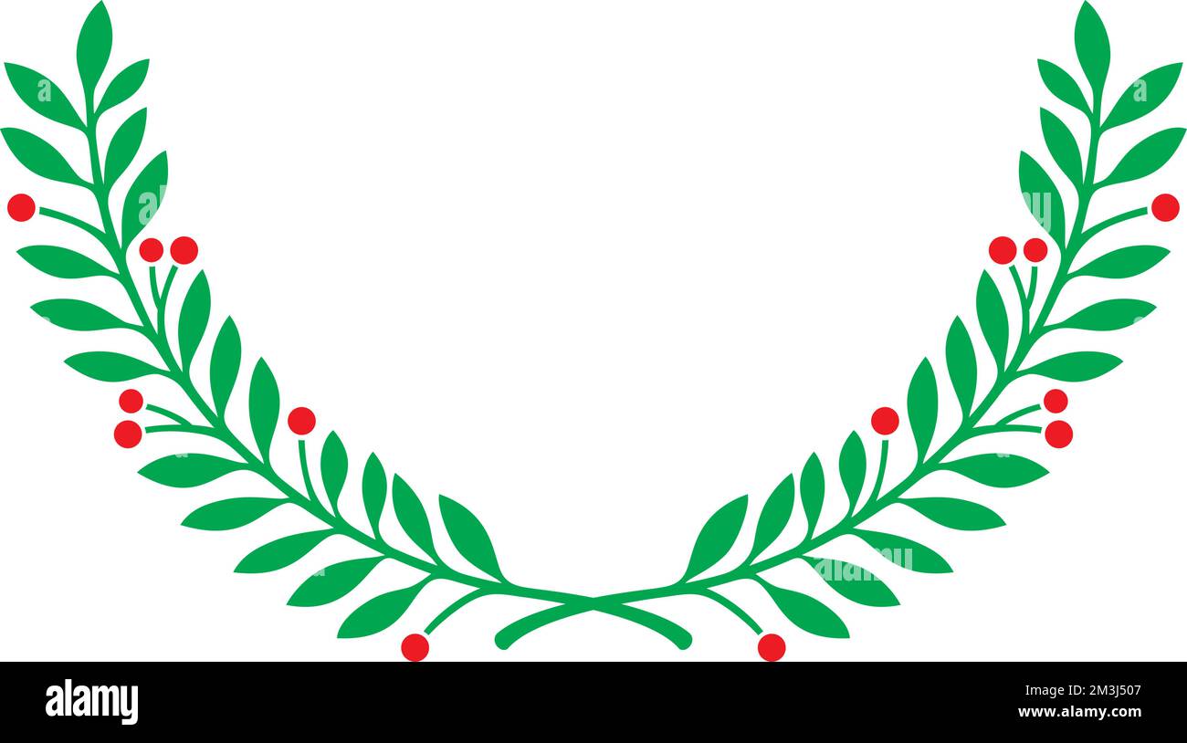 Christmas Holly Wreath Color. Vector Illustration. New Year Icon Stock ...