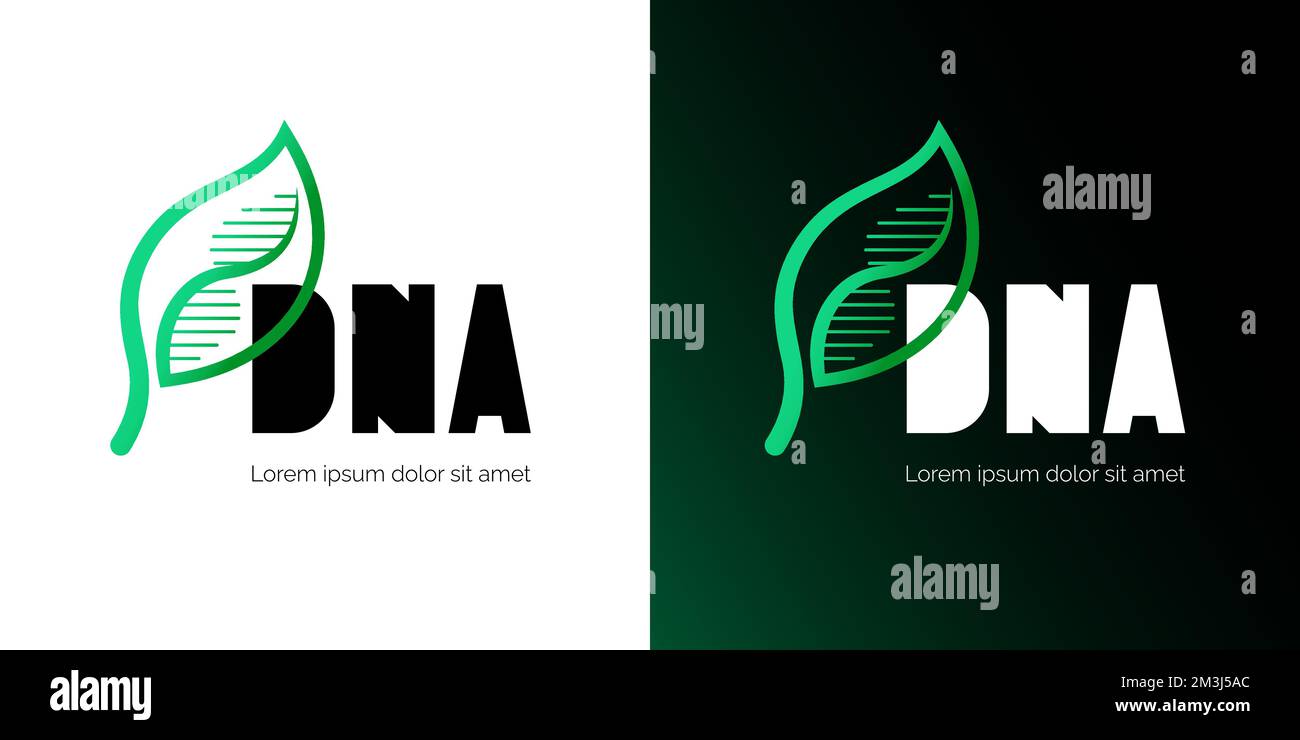 Nature DNA spiral molecule in leaf logo design. Medicine gene helix ...