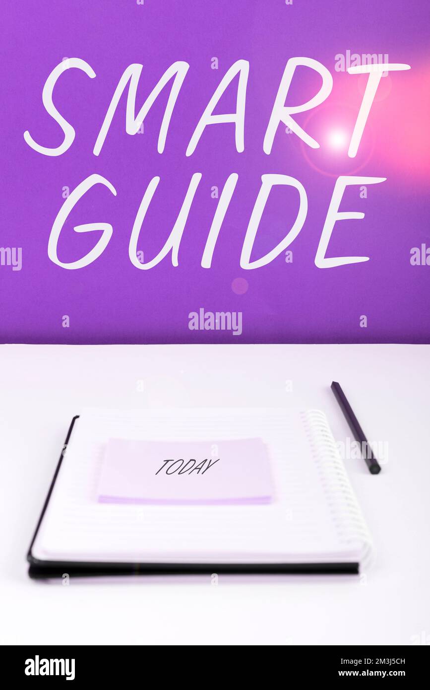 Conceptual display Smart Guide. Business approach used to guide the ...