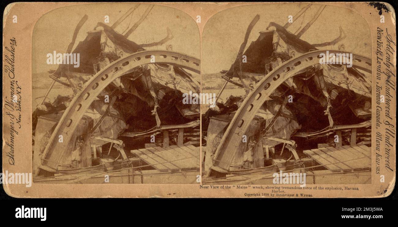 New view of the 'Maine' wreck, showing tremendous force of the ...