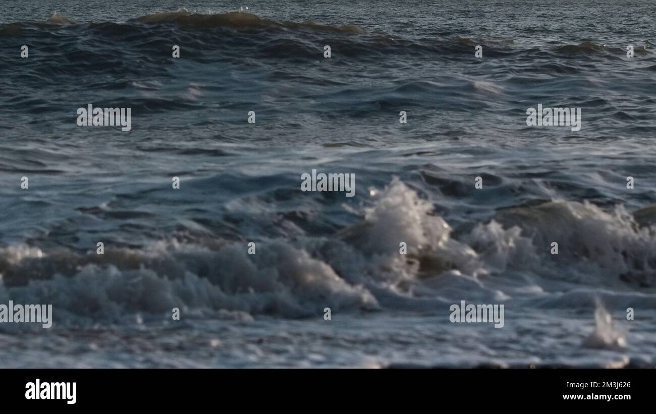 Close-up of slow waves on sea. Creative. Beautiful waves in slow motion ...