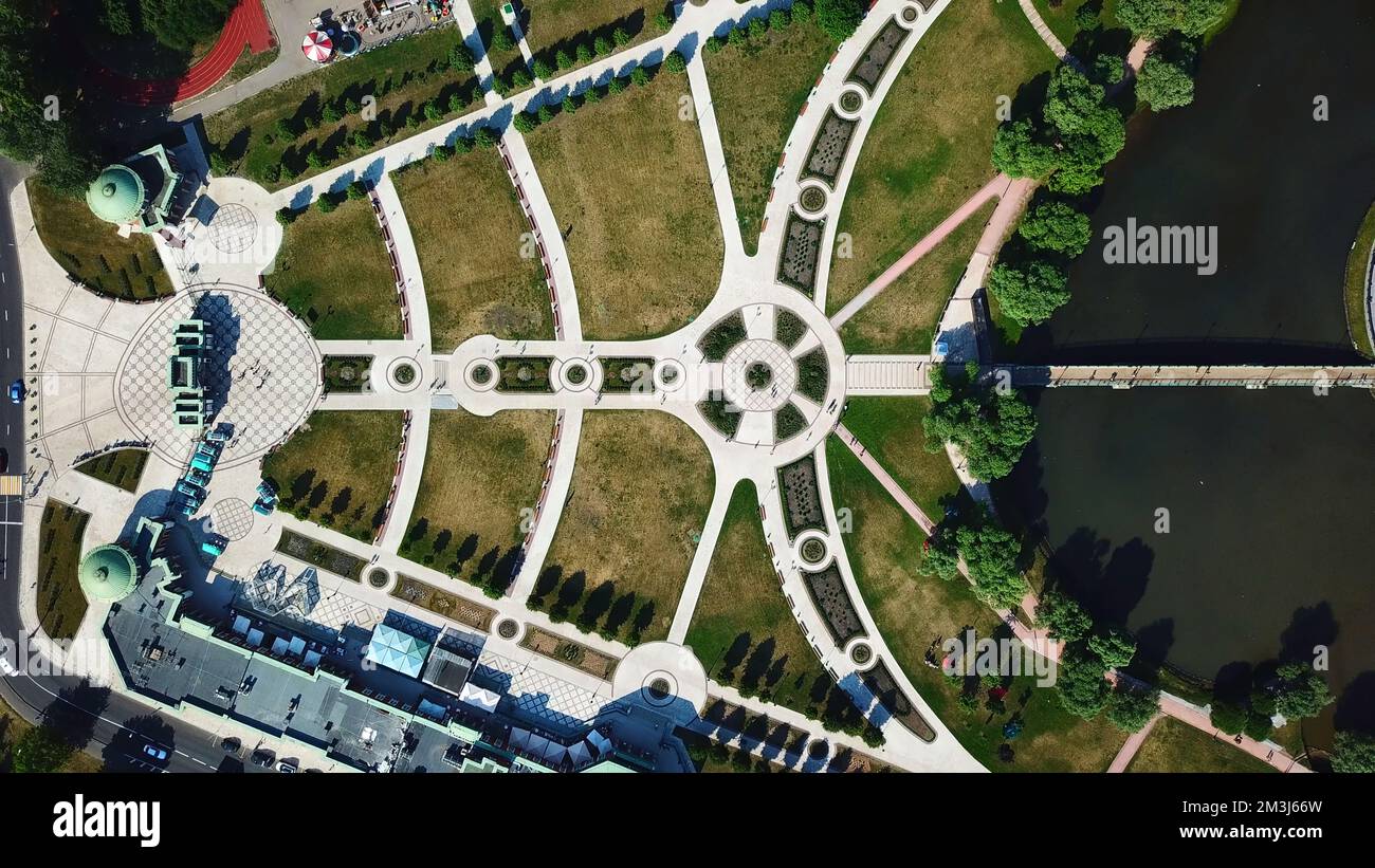 Top view of geometric patterns of old garden. Creative. Beautiful ...