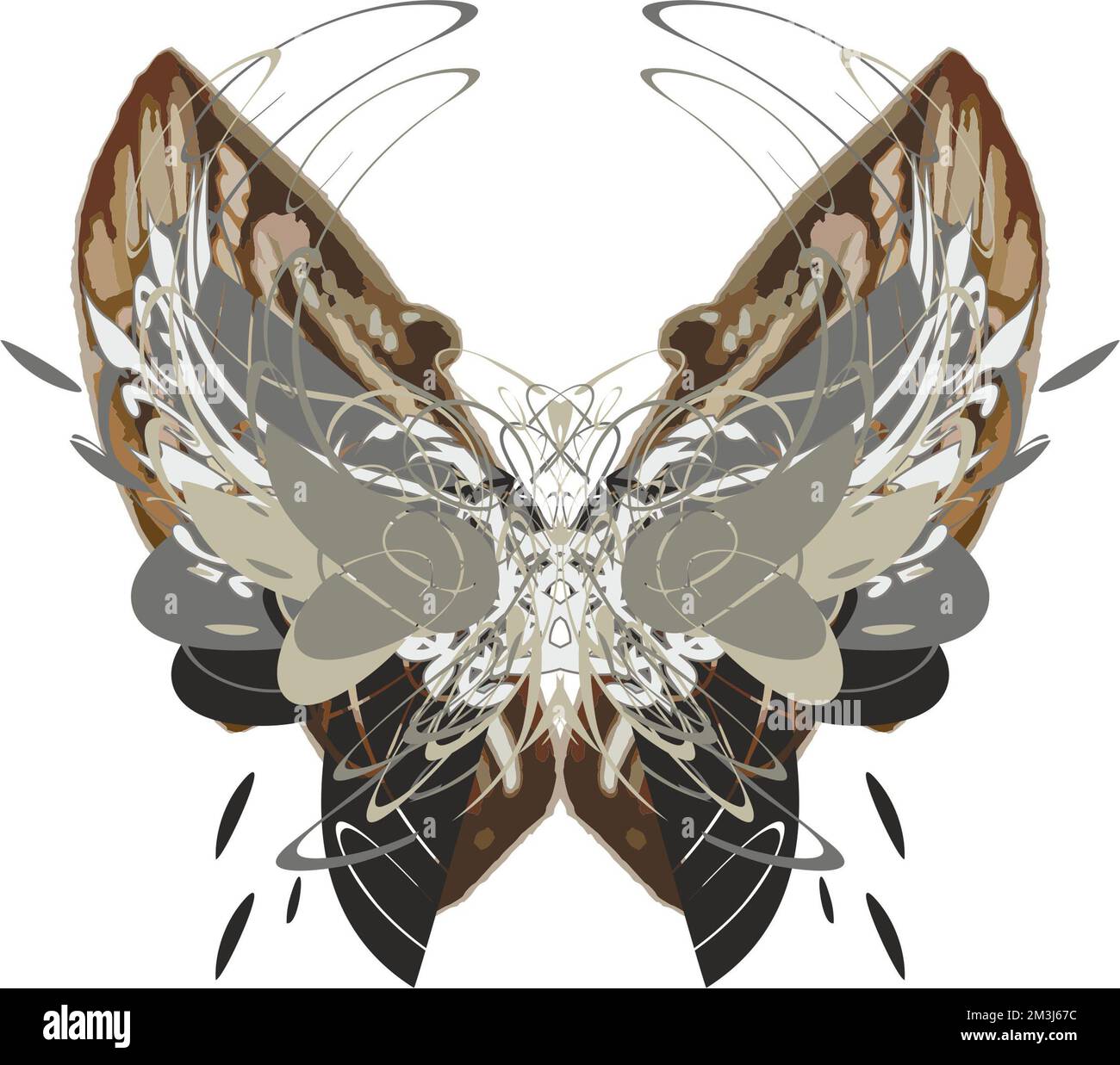 Rich butterfly wings on white for textiles or prints. Ornamental ...