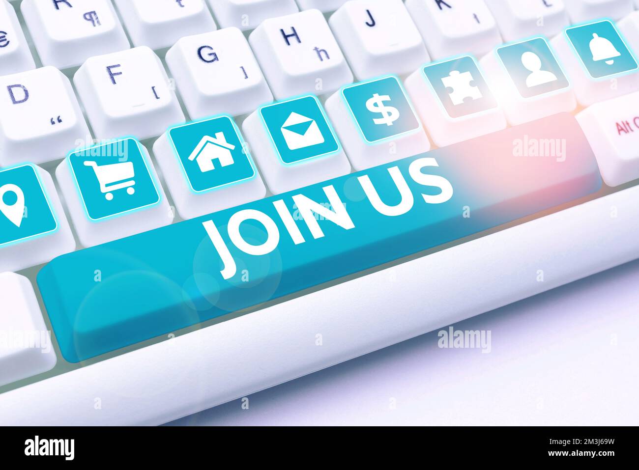 Hand writing sign Join Us. Word Written on Register in community Team ...