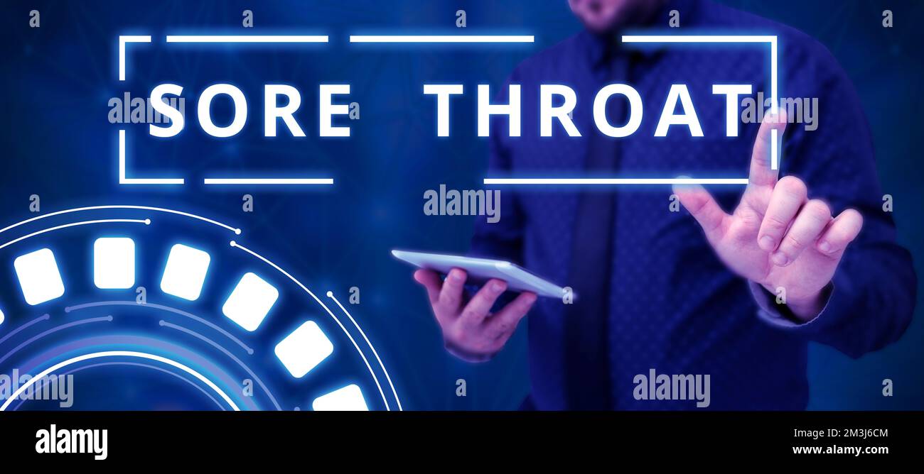 Sign displaying Sore Throat. Conceptual photo Inflammation ot the ...