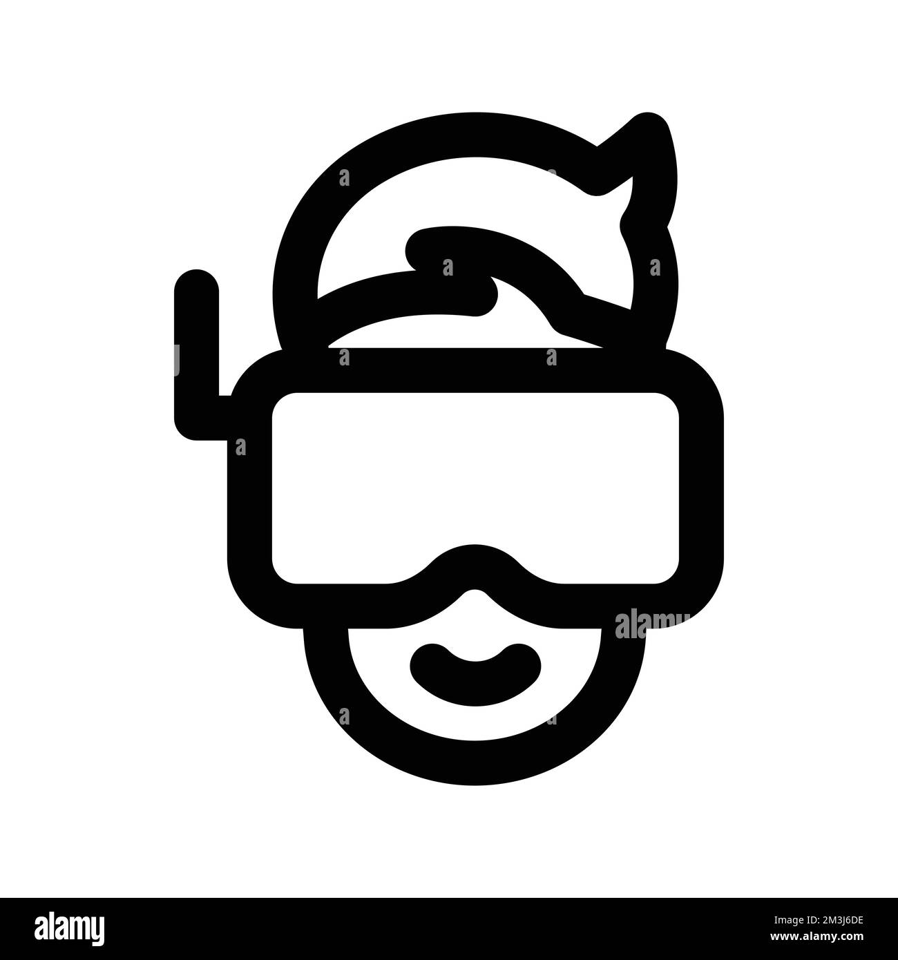 A vector illustration of a technological icon of a person wearing a VR ...