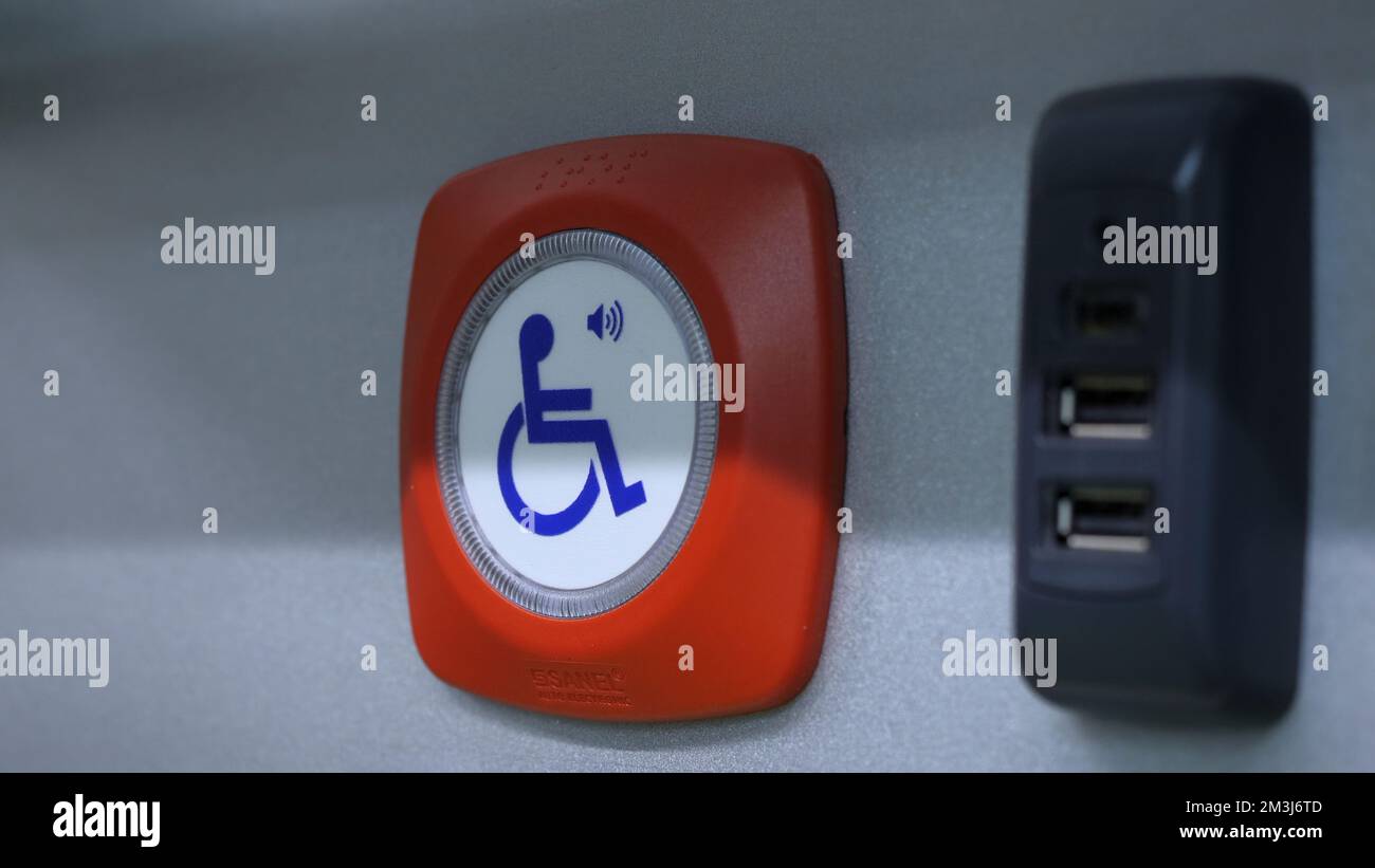 Close-up button for disabled people. Media. Help button for people with ...
