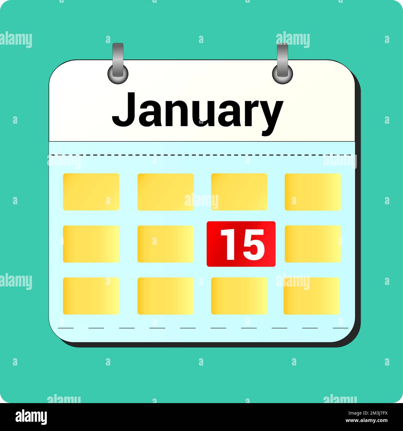 calendar vector drawing, date January 15 on the page Stock Vector Image ...