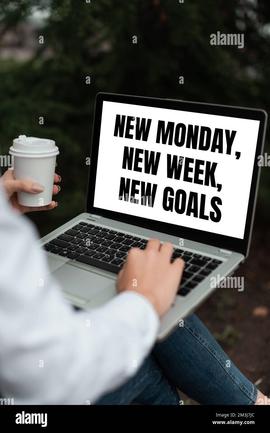 Conceptual caption New Monday, New Week, New Goals. Business concept goodbye weekend starting ...
