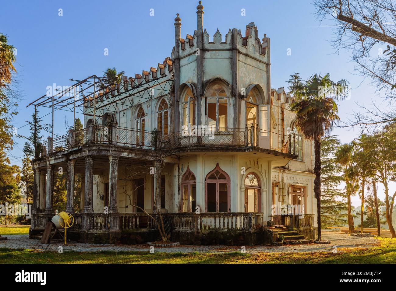 Old abandoned villa in gothic style. Former general Zelensky manor ...