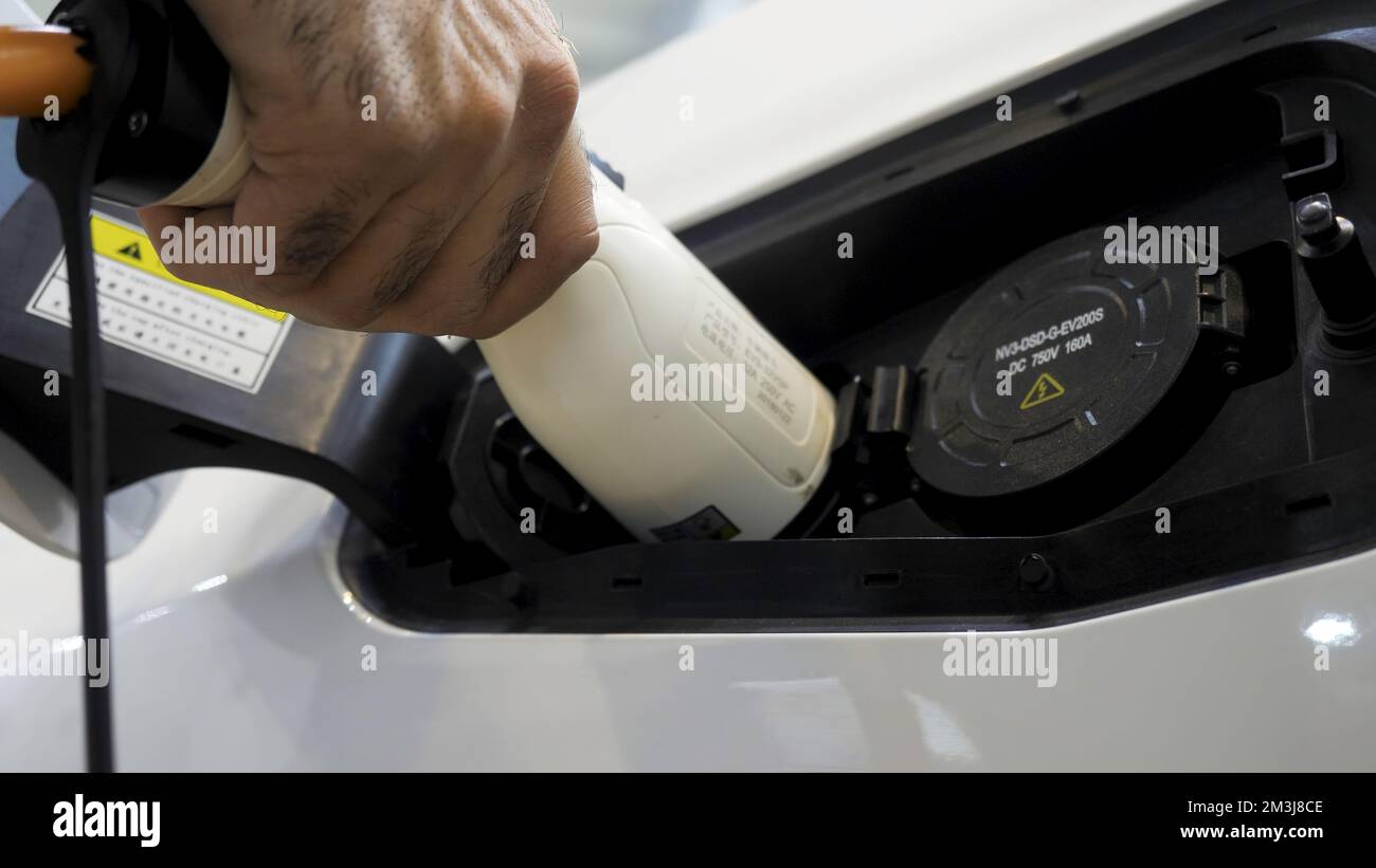 Close-up of electric charging cable for car. Media. The latest ...