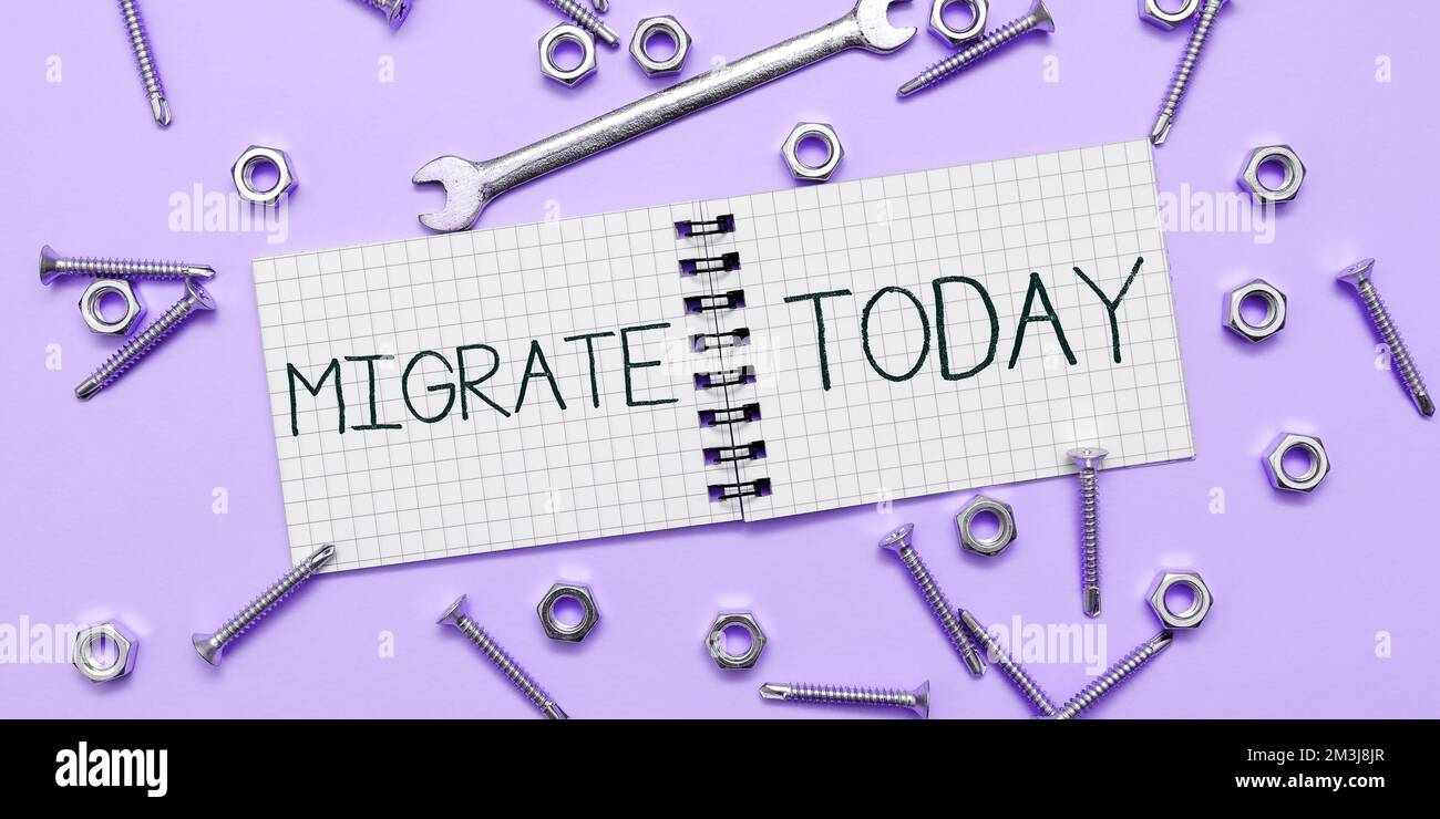 Conceptual display Migrate. Business idea to move or travel from one ...
