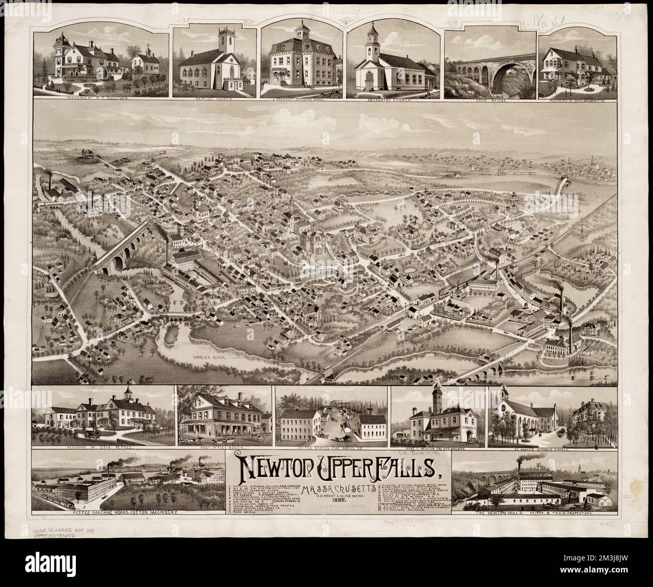 Newton Upper Falls, Massachusetts, 1888 , Newton Mass., Aerial views ...