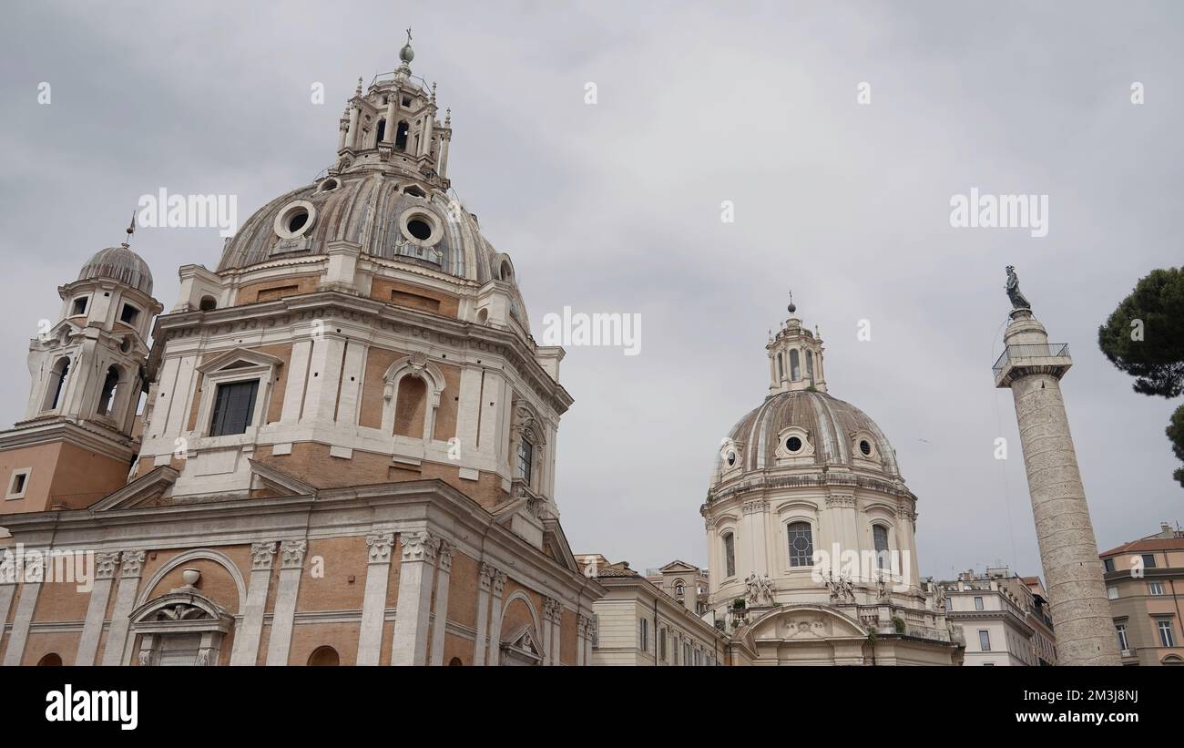 City square with a church or temple building. Action. Concept of ...