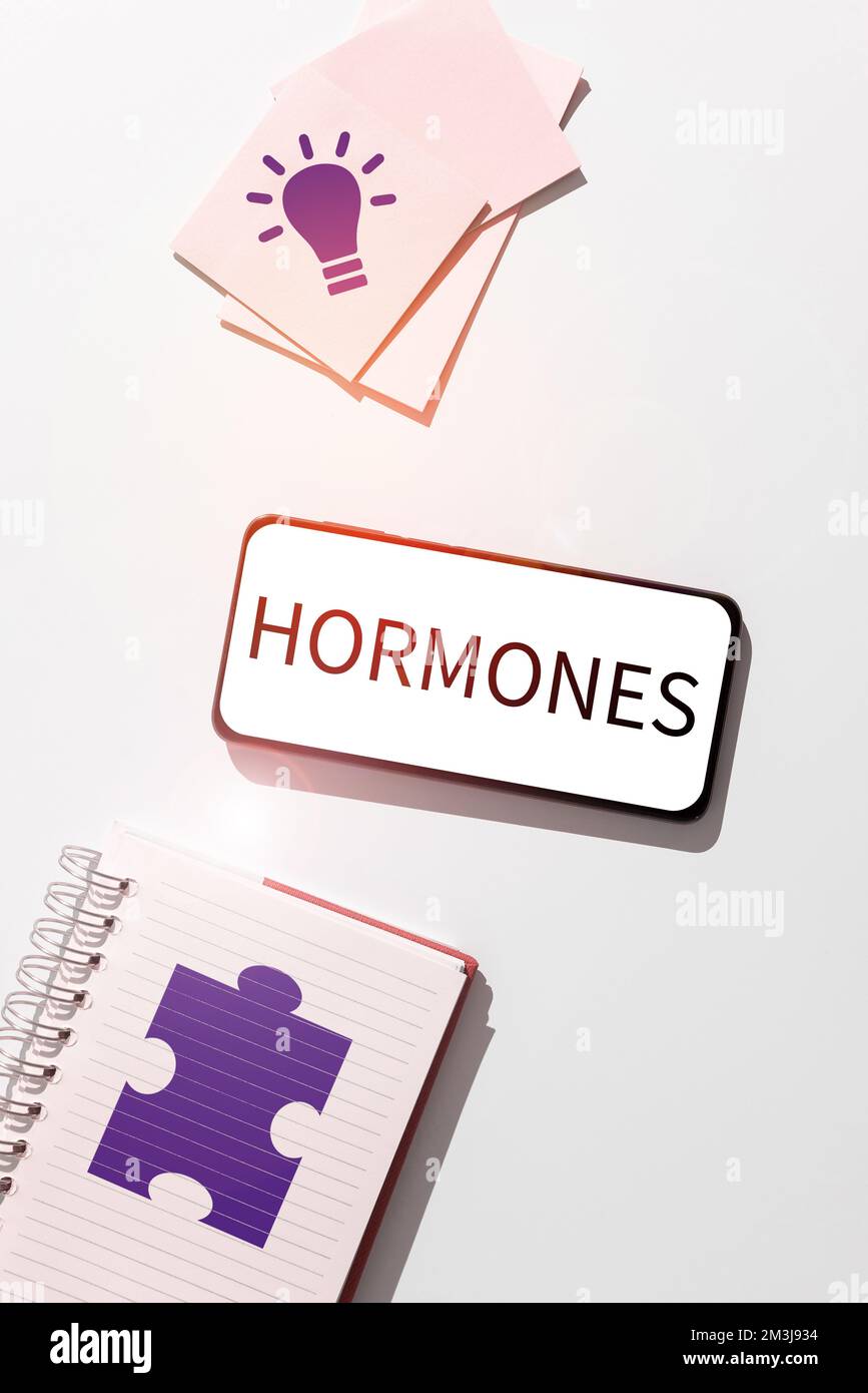 Writing displaying text Hormones. Word Written on regulatory substance ...