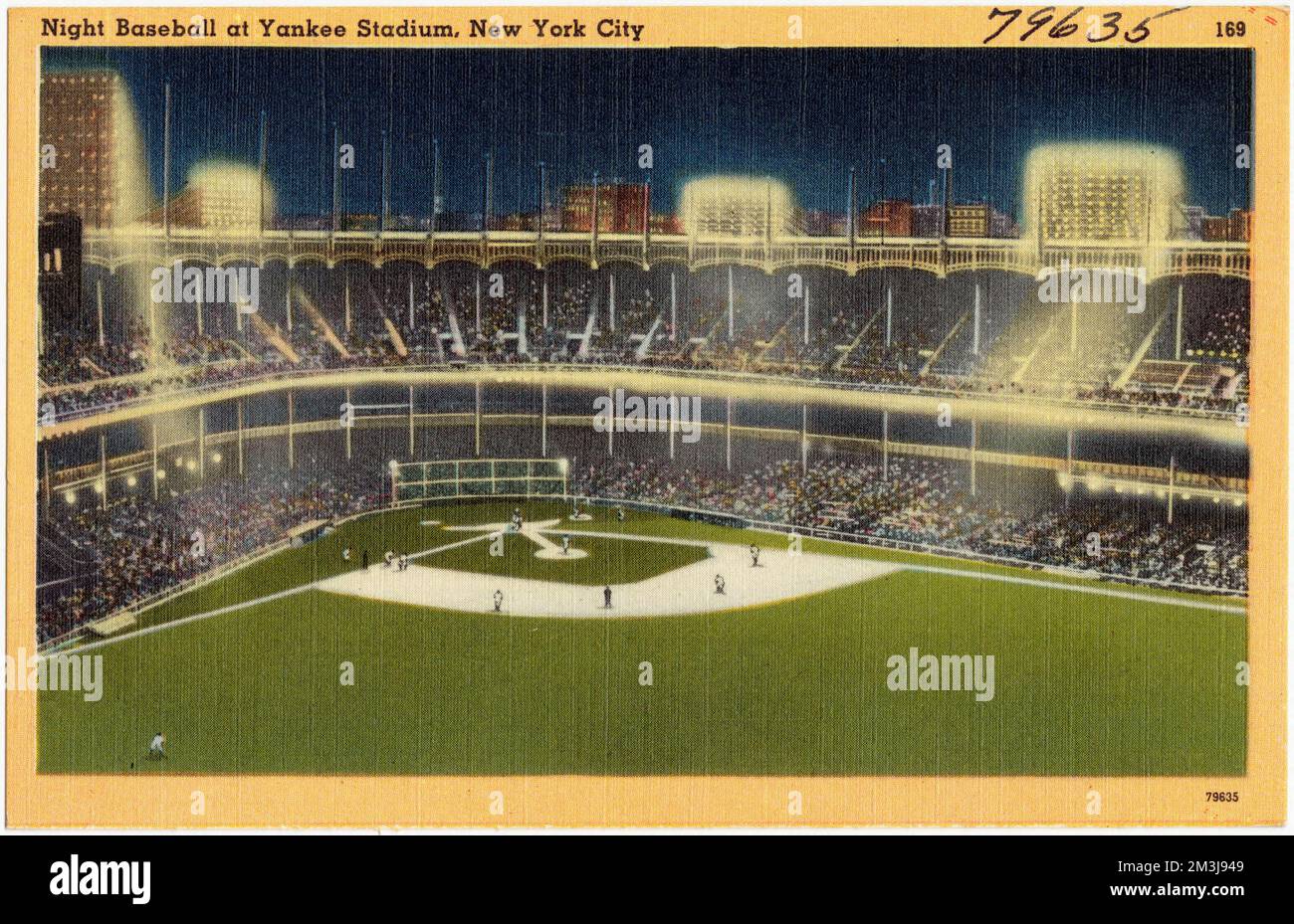 Night baseball at Yankee Stadium, New York City , Stadiums, Tichnor ...