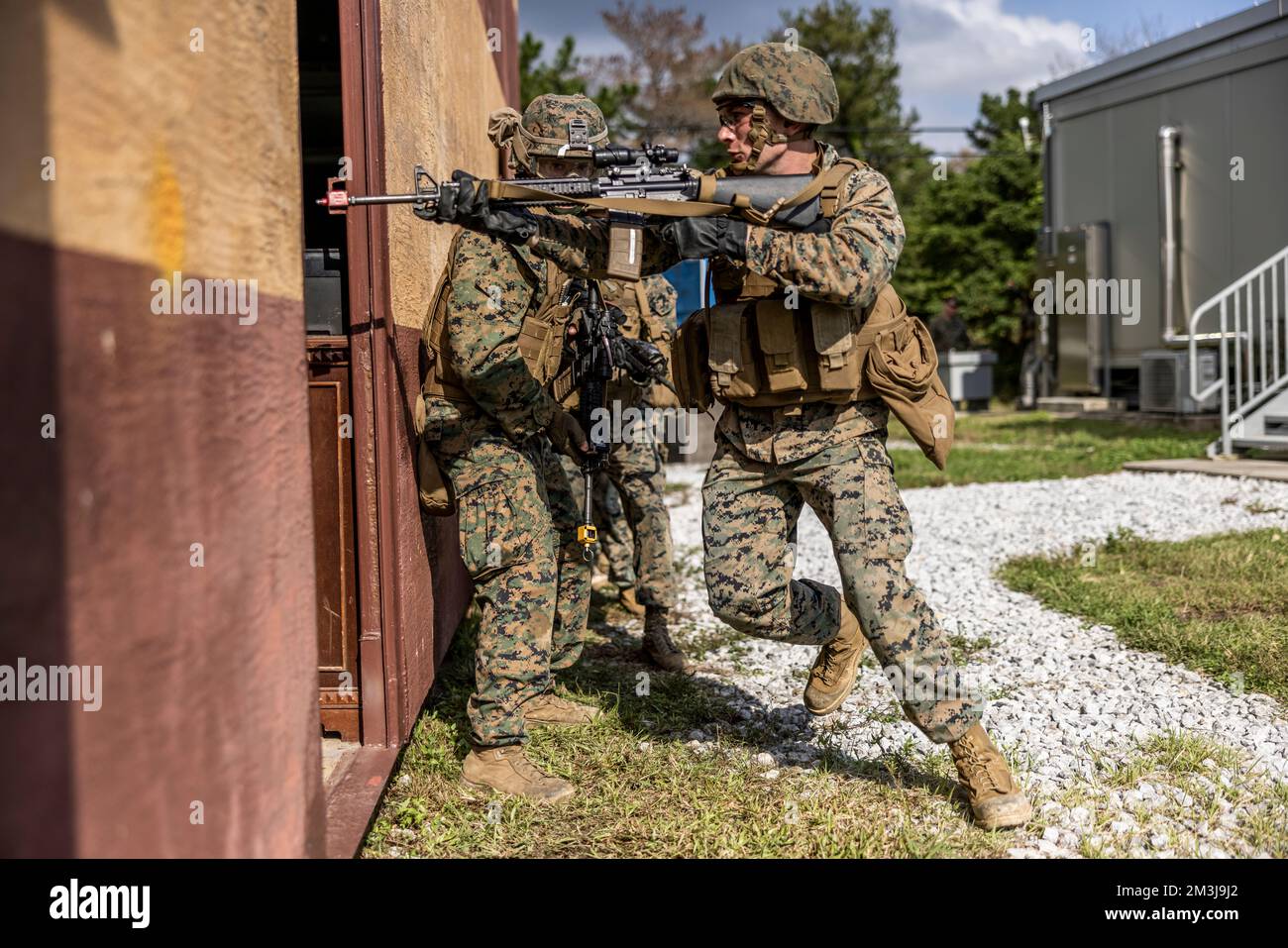 U.S. Marines with Marine Wing Support Squadron (MWSS) 171 conduct urban ...