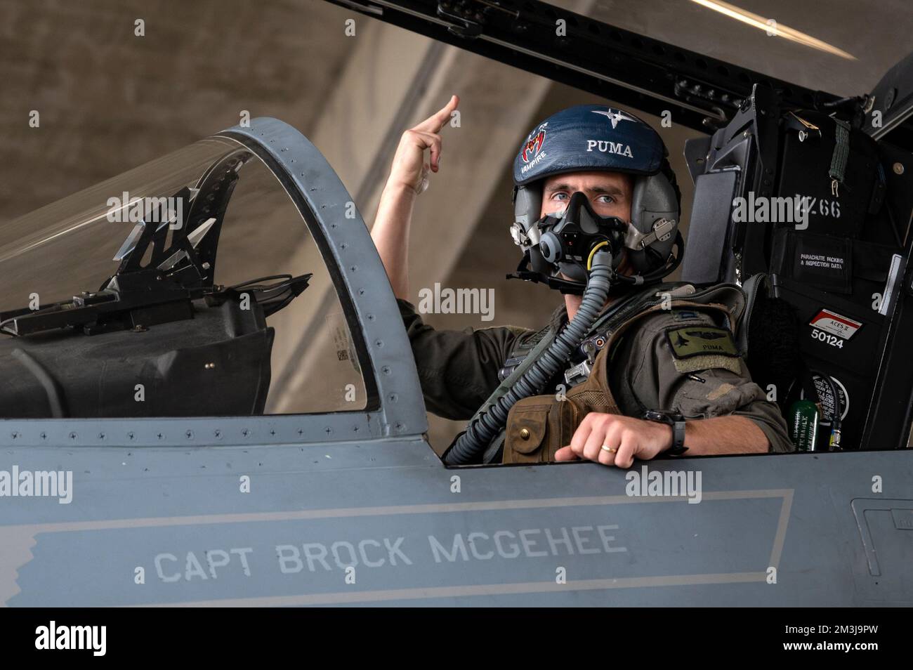 A U.S. Air Force F-15C Eagle pilot assigned to the 44th Fighter ...