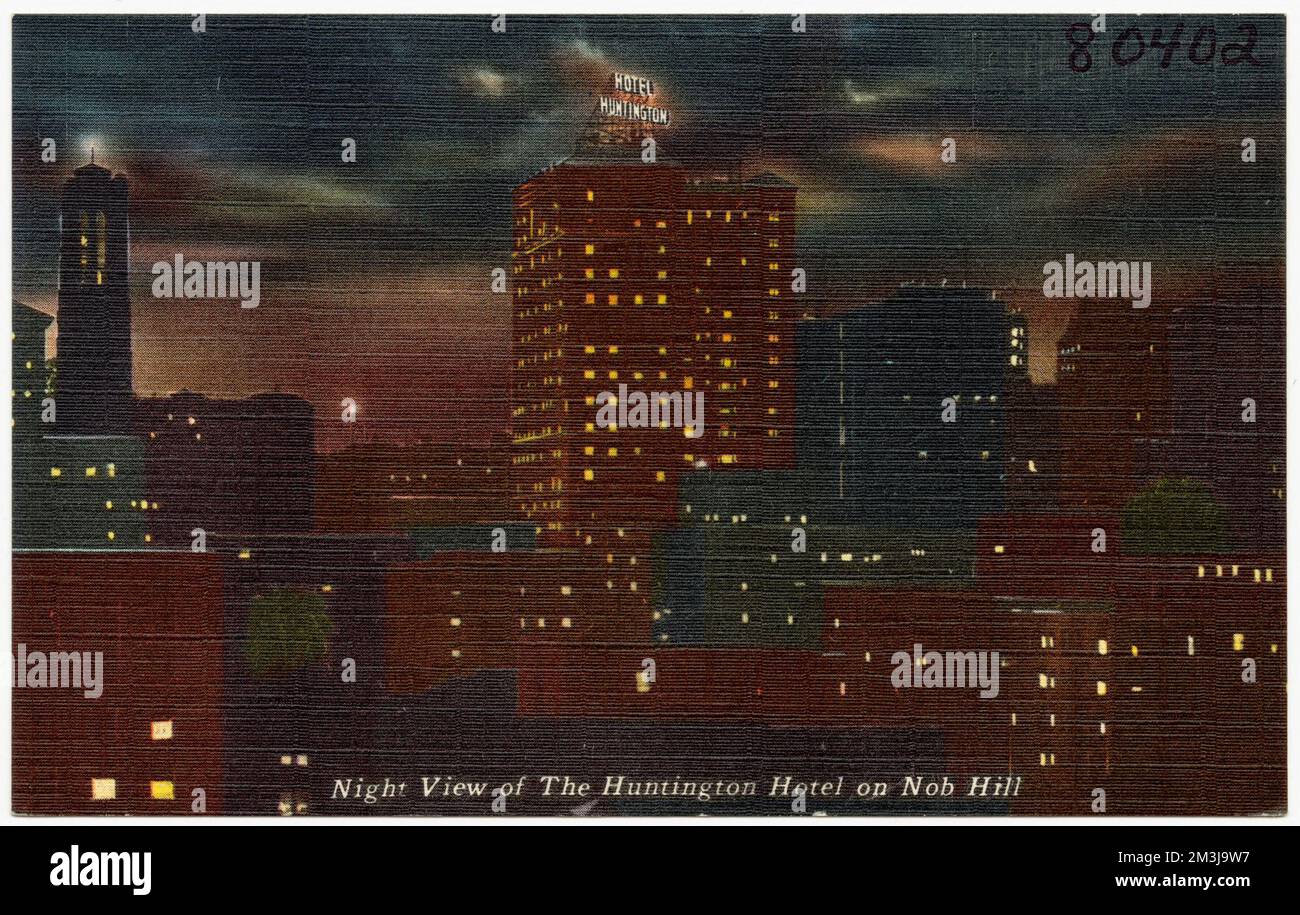 Night View of The Huntington Hotel on Nob Hill , Hotels, Tichnor ...