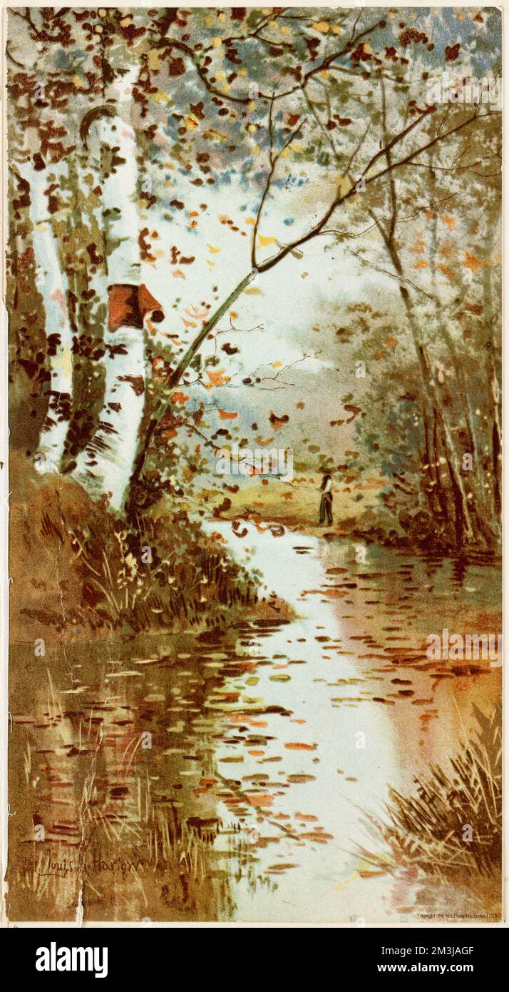 No. 479 , Rivers, Birches. Louis Prang & Company Collection Stock Photo ...