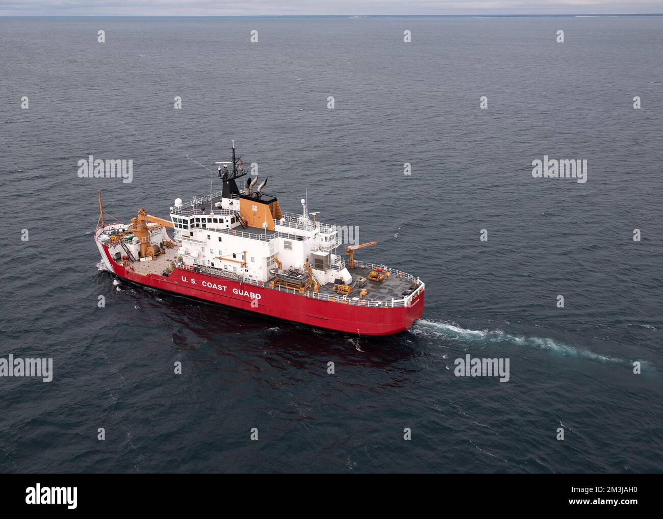 Coast Guard Cutter Mackinaw (WLBB 30) makes way in the Straits of ...