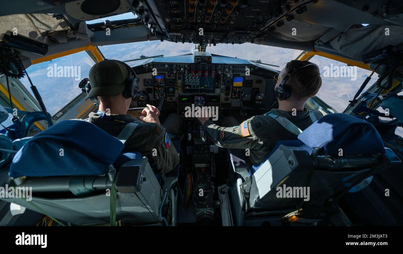 U.S. Air Force KC-135 Stratotanker pilots from the 161st Air Refueling ...