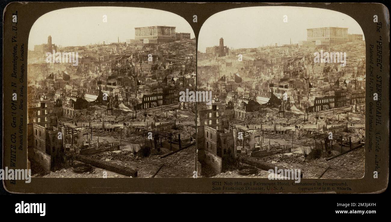 Nob Hill and Fairmount Hotel, Chinatown in foreground, San Francisco ...