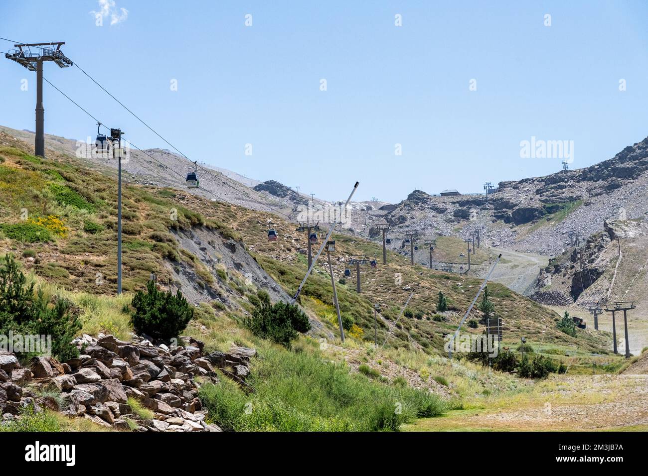 The ski lift system in the Sierra Nevada mountain range in Andalusia ...