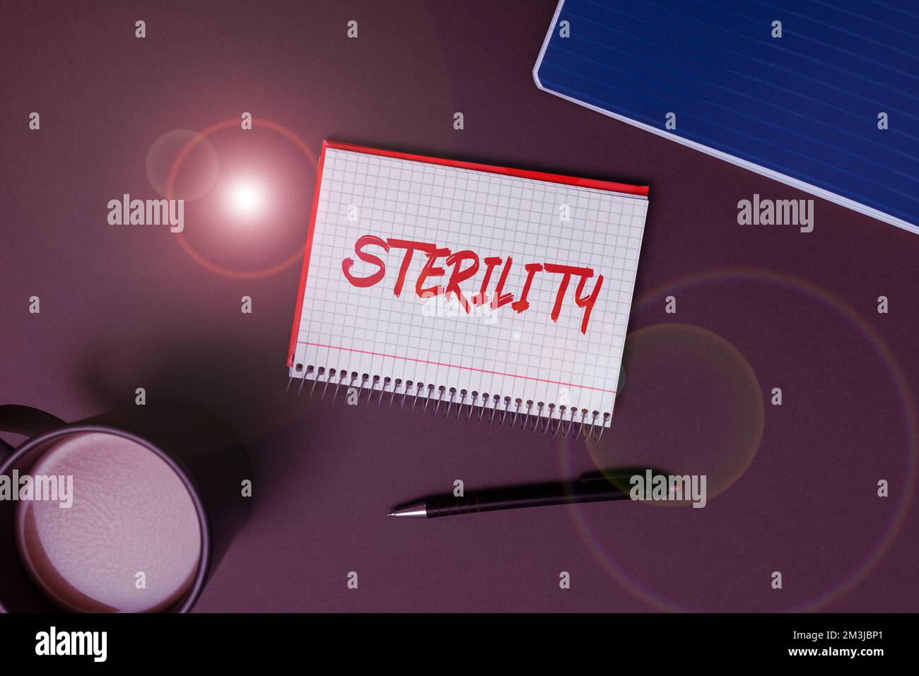 Hand writing sign Sterility. Word Written on a condition of being free ...