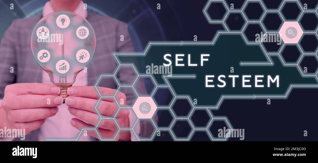 Text showing inspiration Self Esteem. Business idea a feeling of having ...