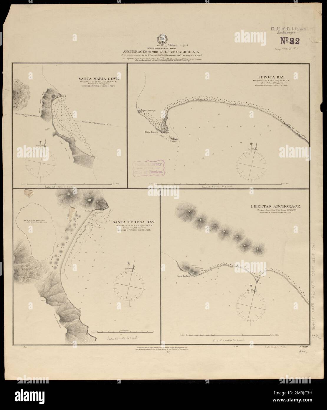 North America, west coast, anchorages in the Gulf of California : from ...