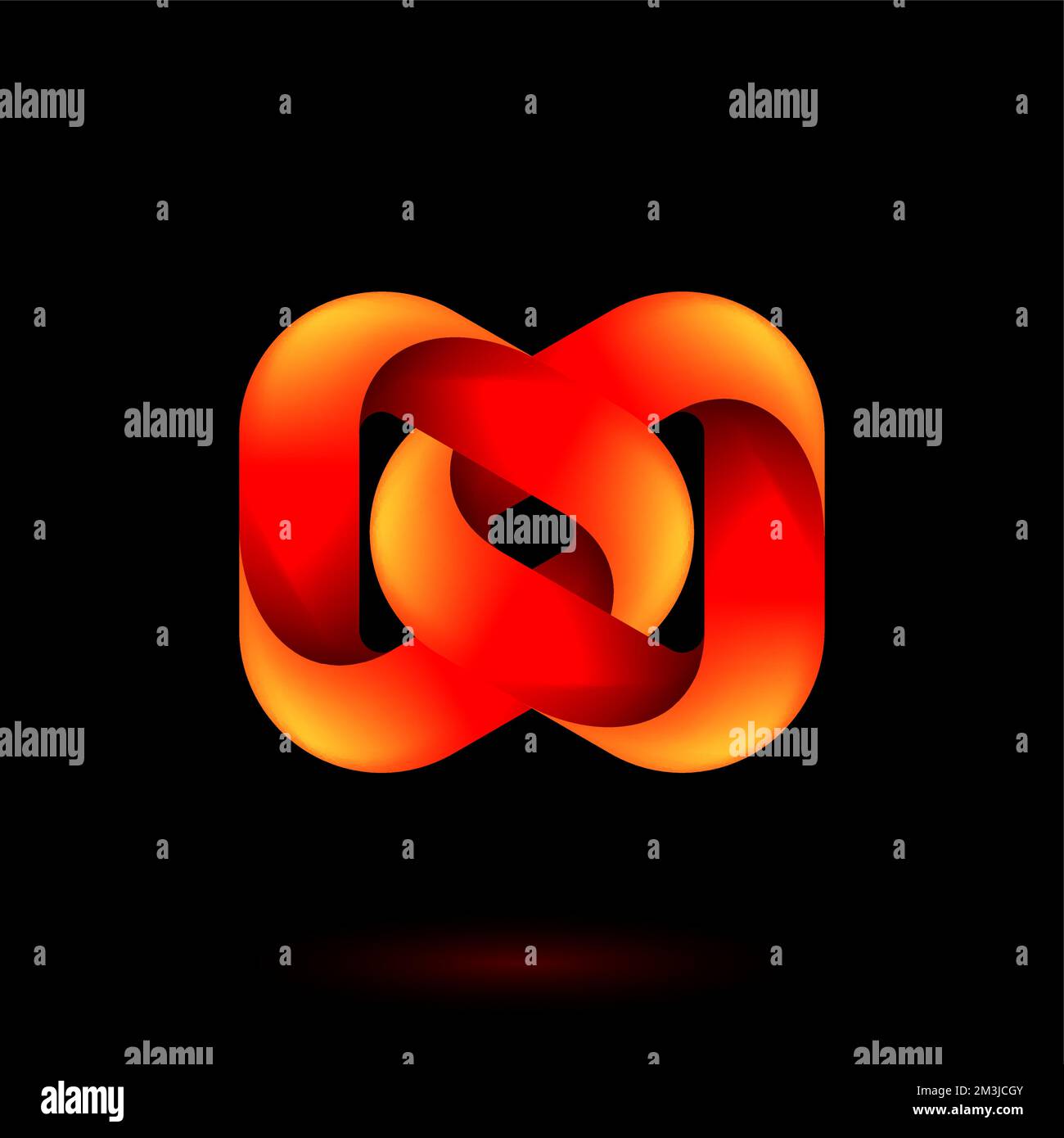Abstract Red Model of Geometric Torus Knot Object. Illustration for ...