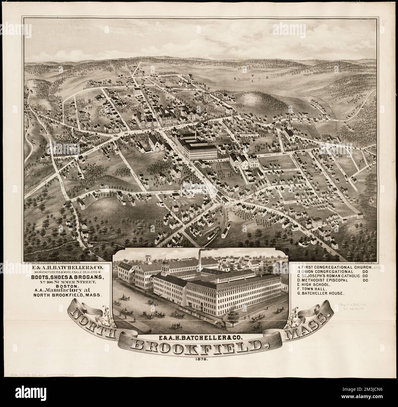 North Brookfield, Mass : 1878 , North Brookfield Mass. : Town, Aerial ...