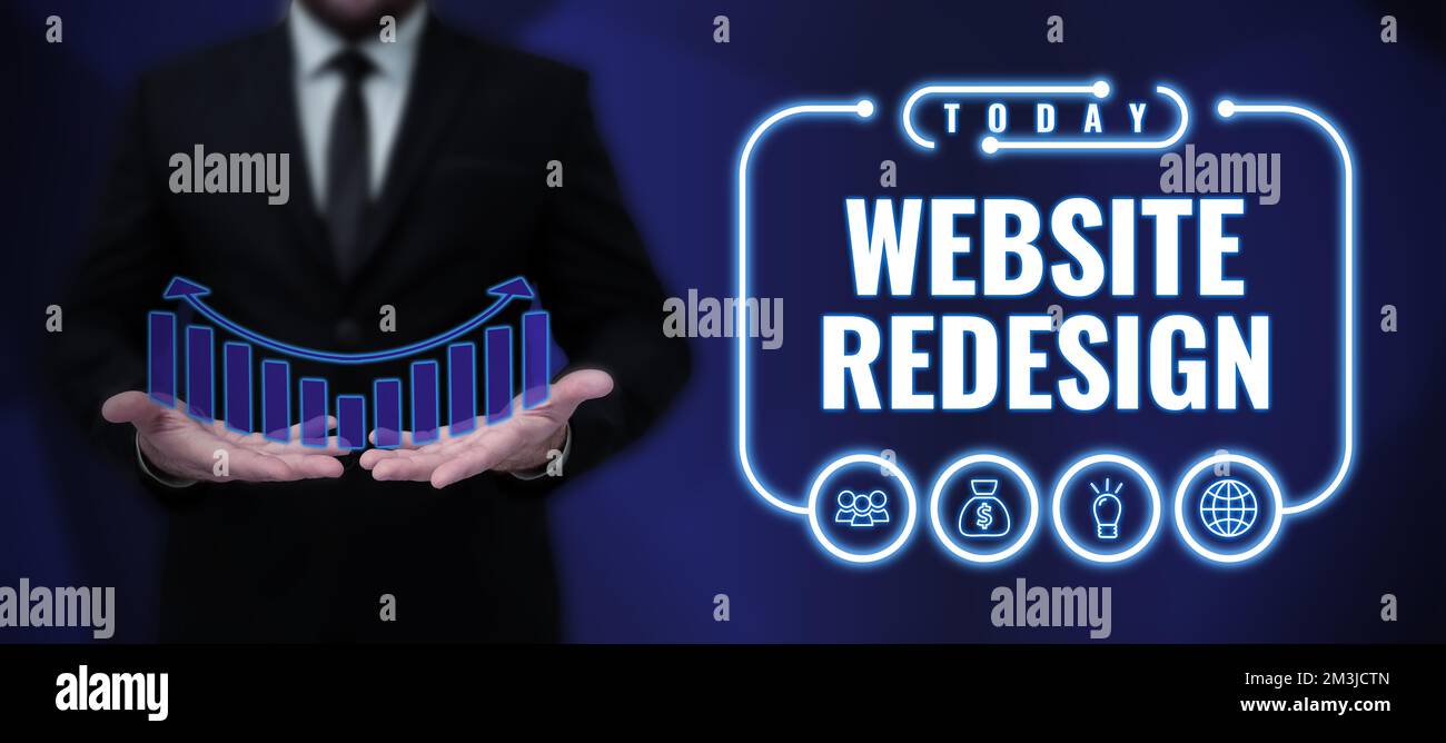 Conceptual display Website Redesign. Business concept modernize improver or evamp your website's ...