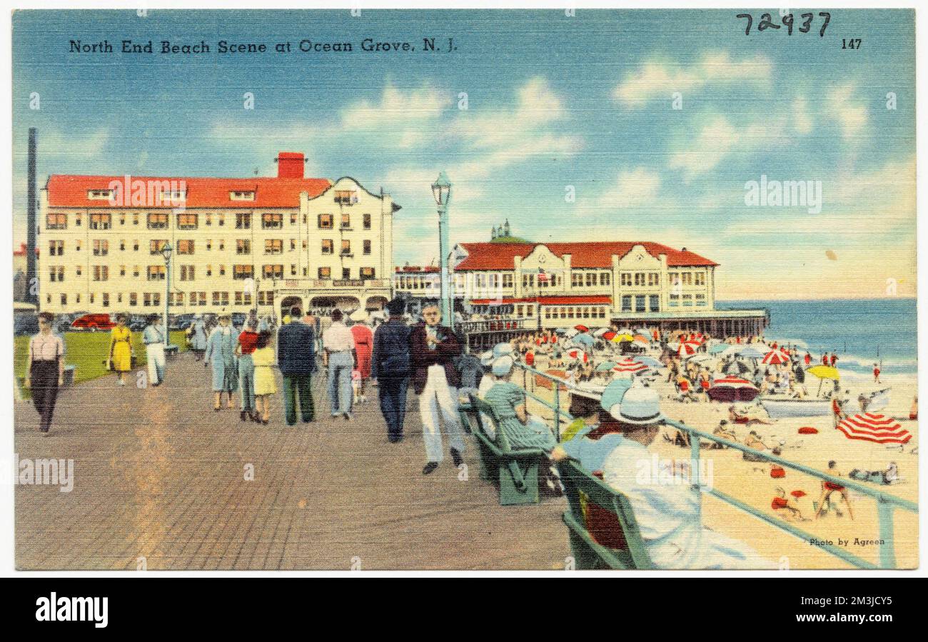 North end beach scene at Ocean Grove, N. J. , Beaches, Boardwalks ...
