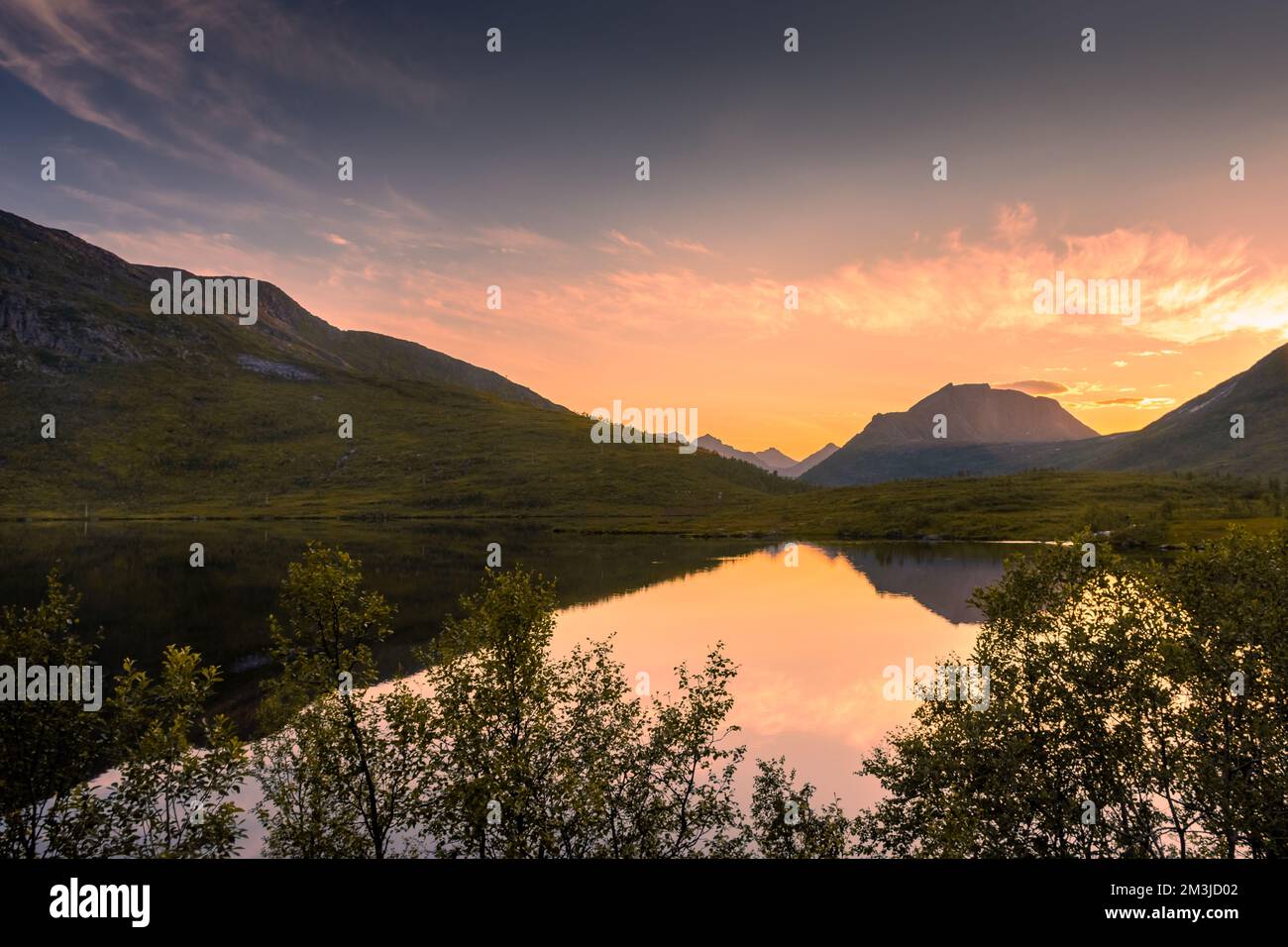 Beautiful sunset over a lake in Senja Island, Norway Stock Photo - Alamy
