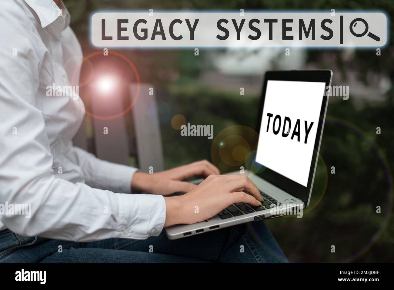 Hand writing sign Legacy Systems, Word Written on old method technology ...