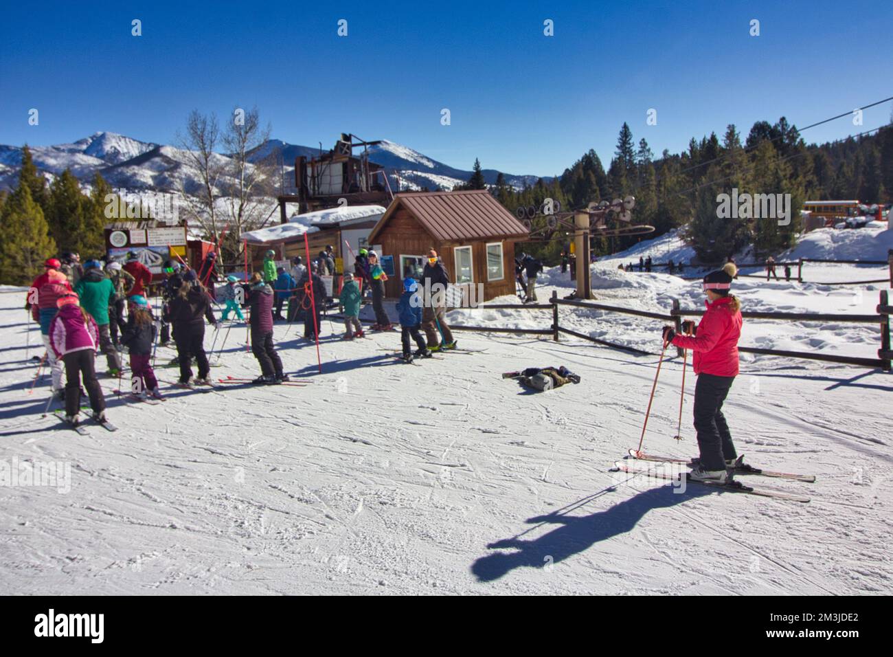 One Skier Getting Ready to Line Up at Chairlift at Maverick Mountain ...