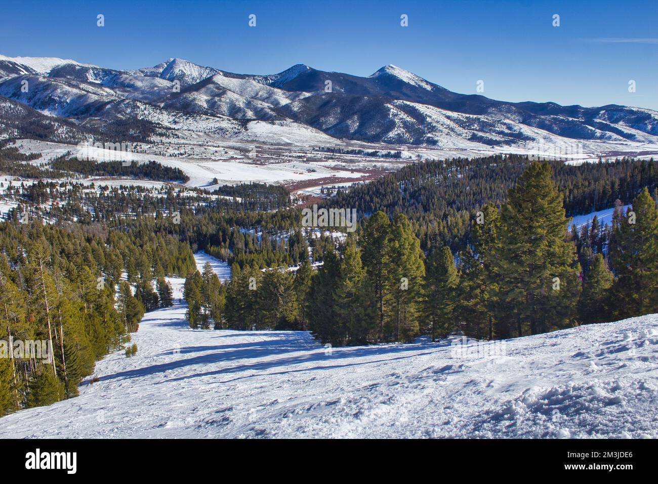 Rough Snow on a Run at Maverick Mountain Ski Area in Montana Stock ...