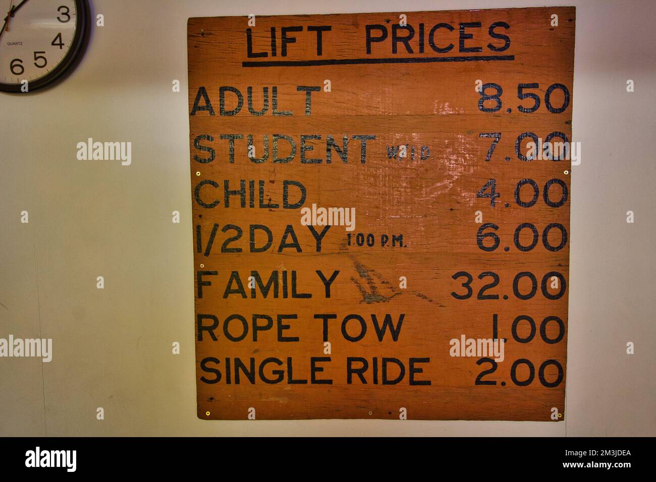 Historic Lift Ticket Price Sign at Maverick Mountain Ski Area in ...