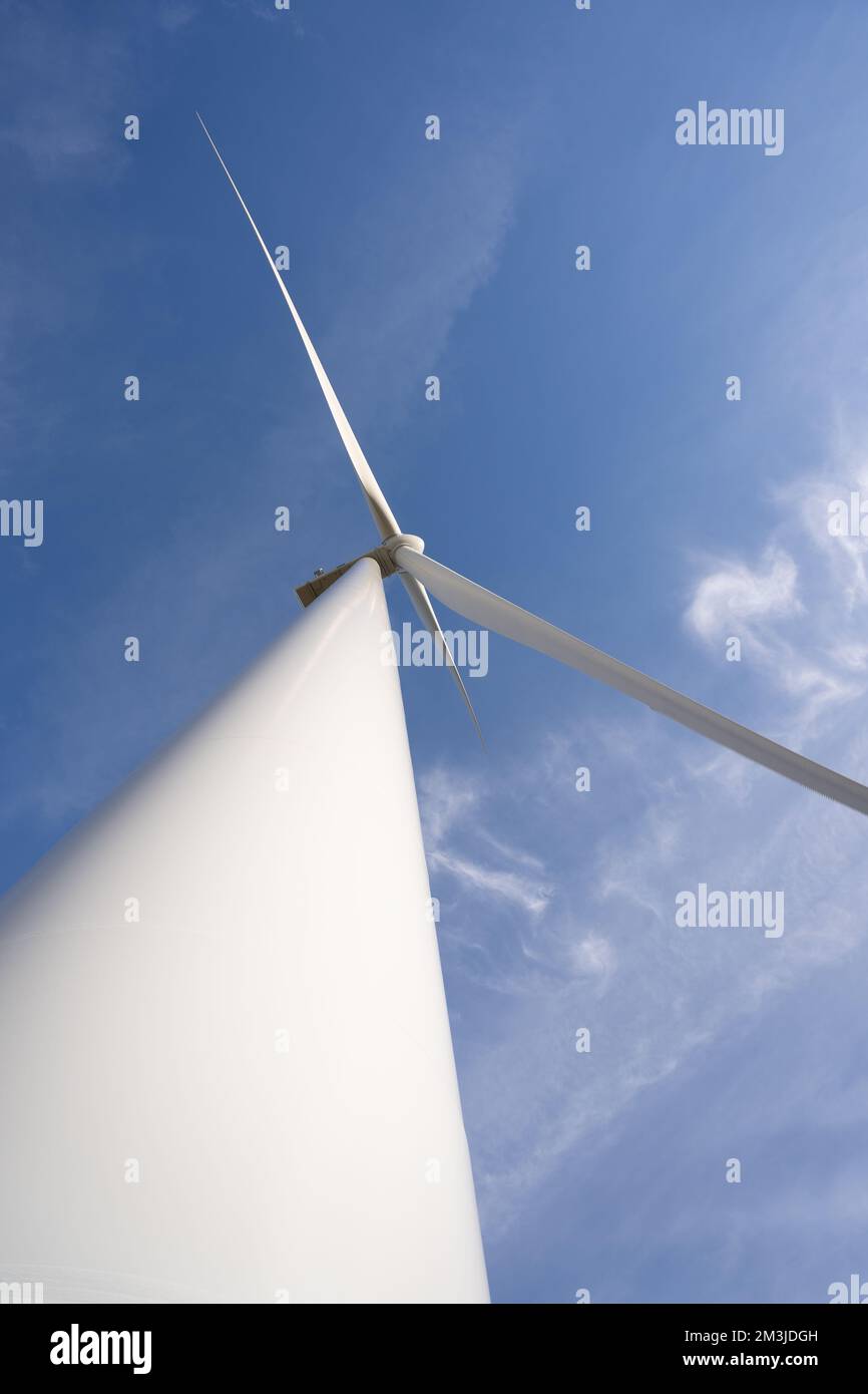 Close up view of the turbine of an eolic energy generator windmill ...